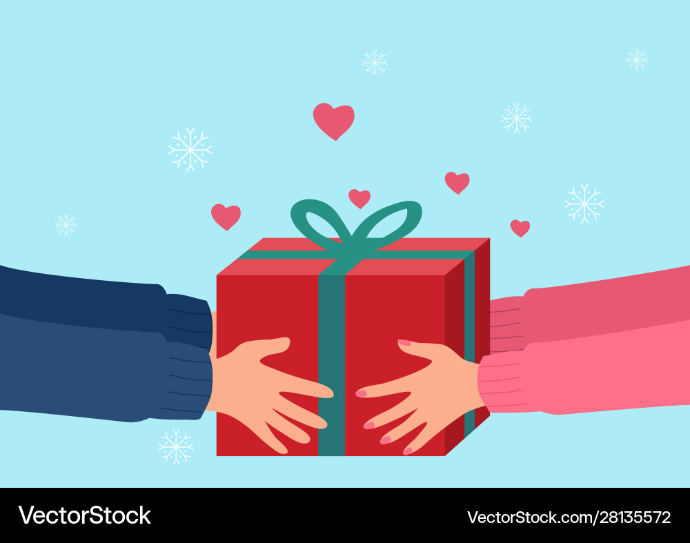 Hands Giving Gift - Festive Theme Royalty Free Vector Image
