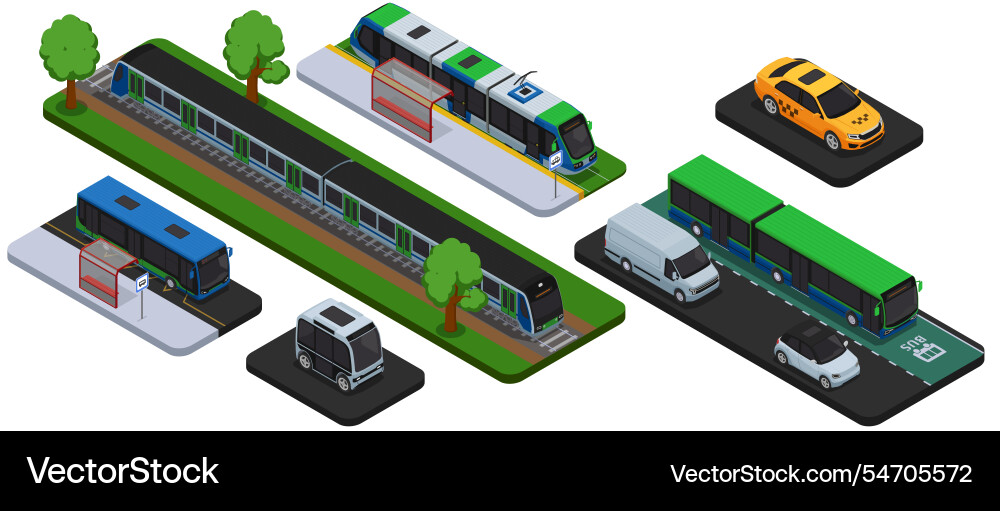 Isometric urban transportation Royalty Free Vector Image