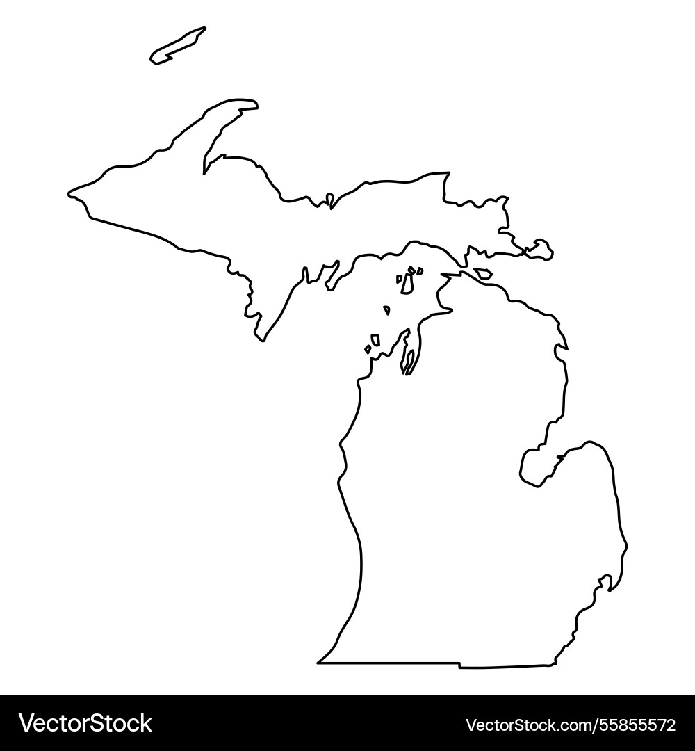 Michigan state outline upper and lower peninsulas Vector Image