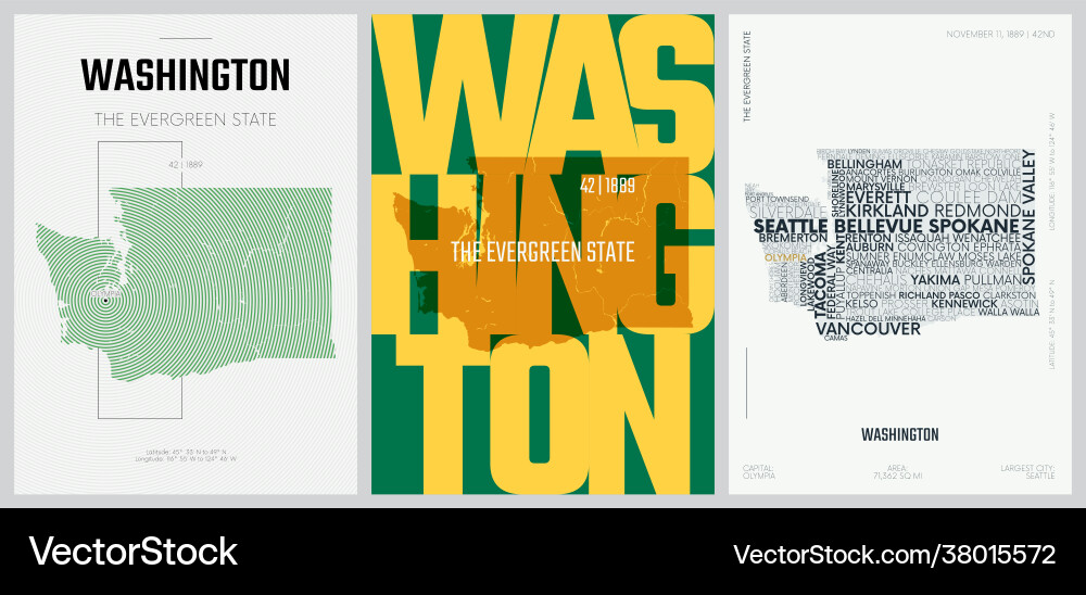 US State Posters - Washington & More Vector Image