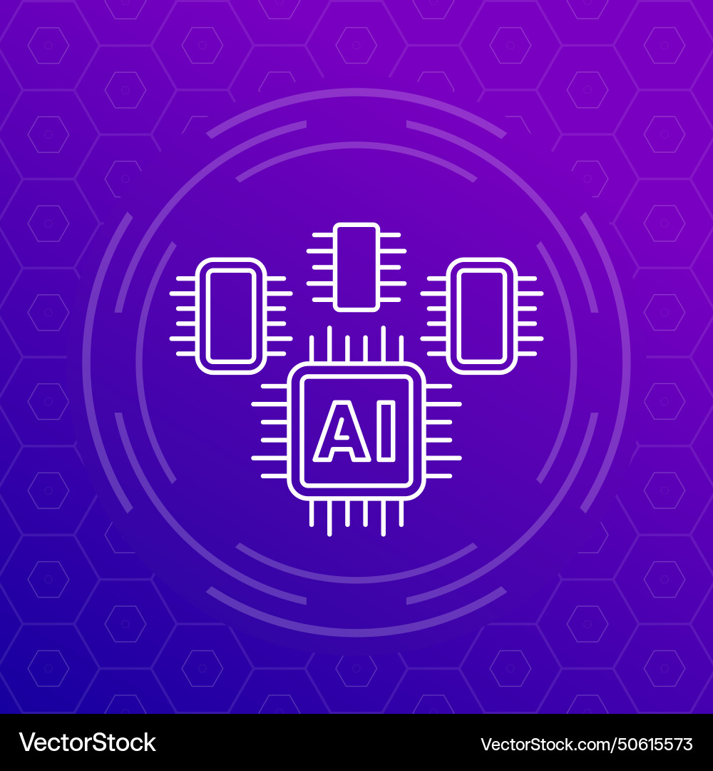 Ai optimized hardware line icon Royalty Free Vector Image