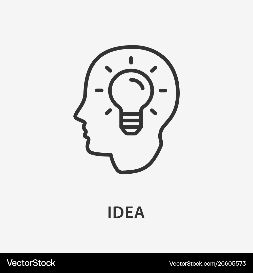 Creative brain idea icon on white background Vector Image