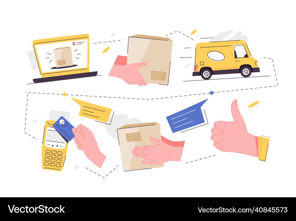 Ease of delivery service process step Royalty Free Vector