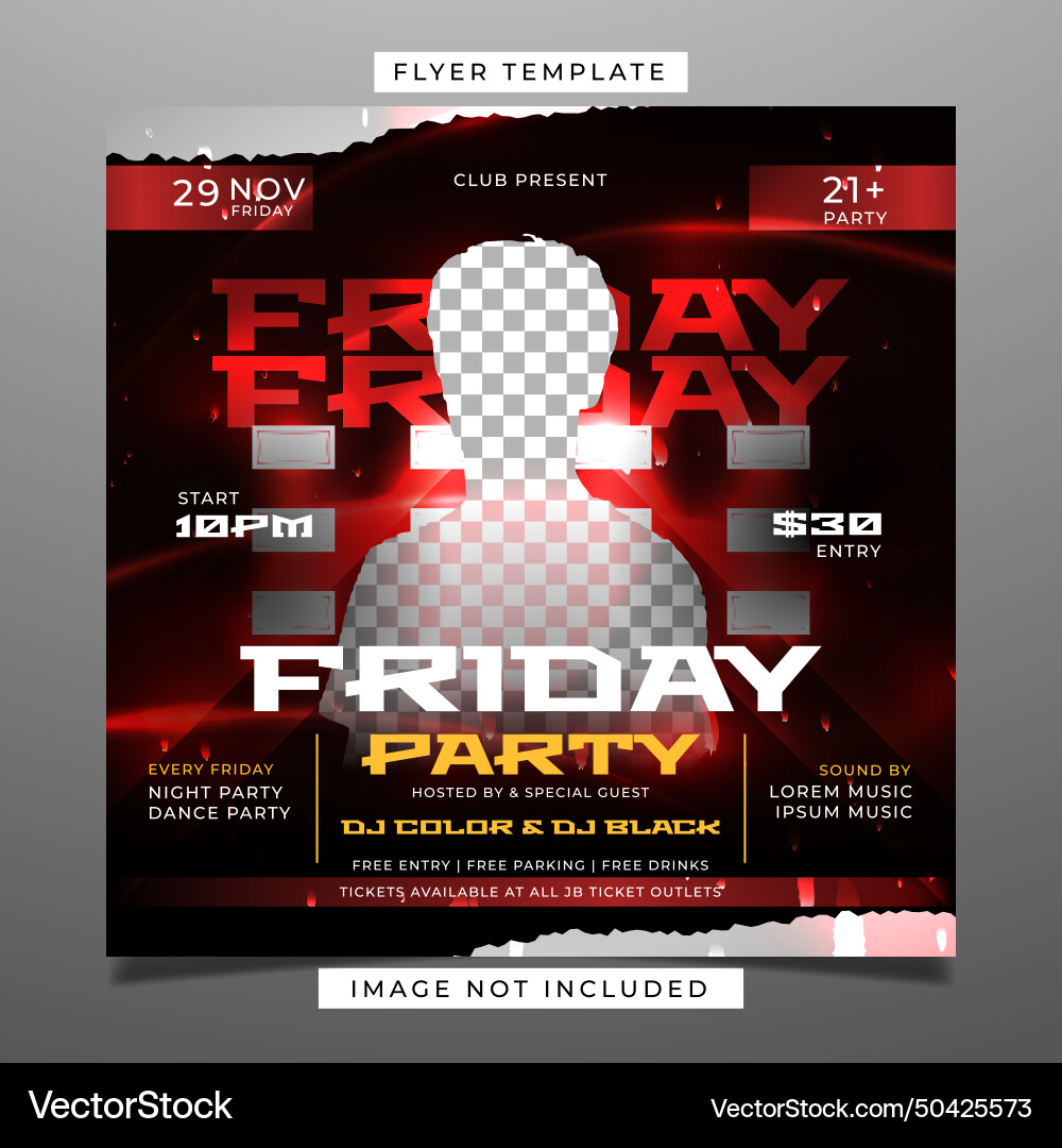 Friday night party flyer template Royalty Free Vector Image