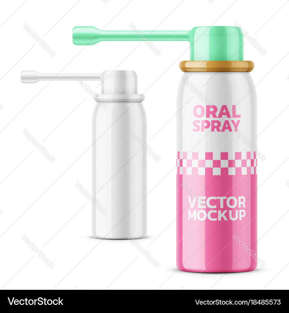 Glossy oral spray bottle template Royalty Free Vector Image