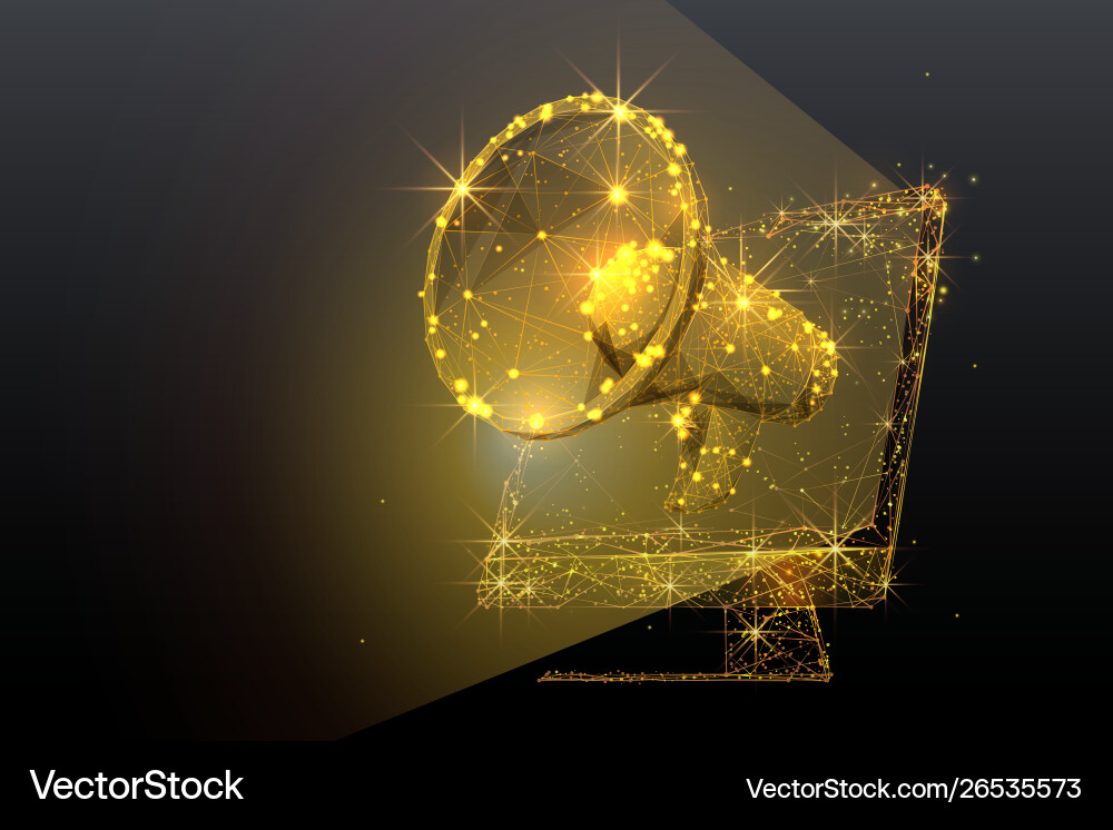 Gold online digital marketing low poly wireframe Vector Image