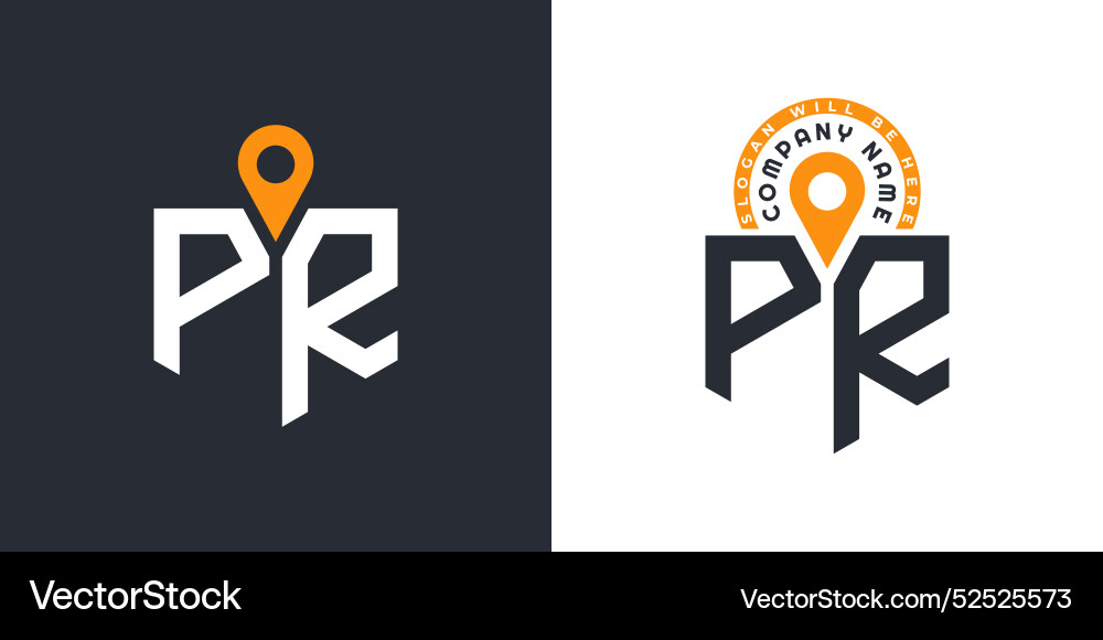 Pr location logo bundle letter dual icons Vector Image