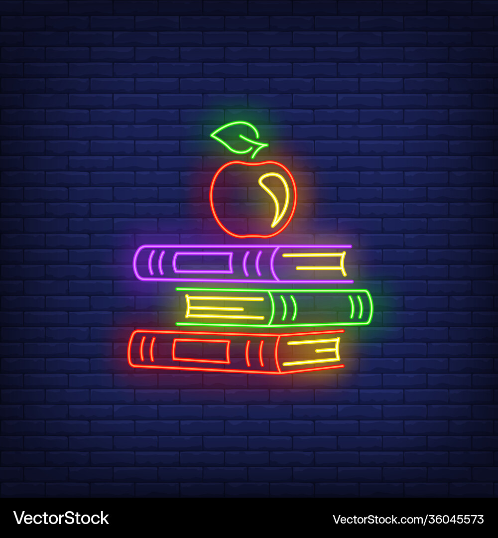School textbooks neon sign Royalty Free Vector Image
