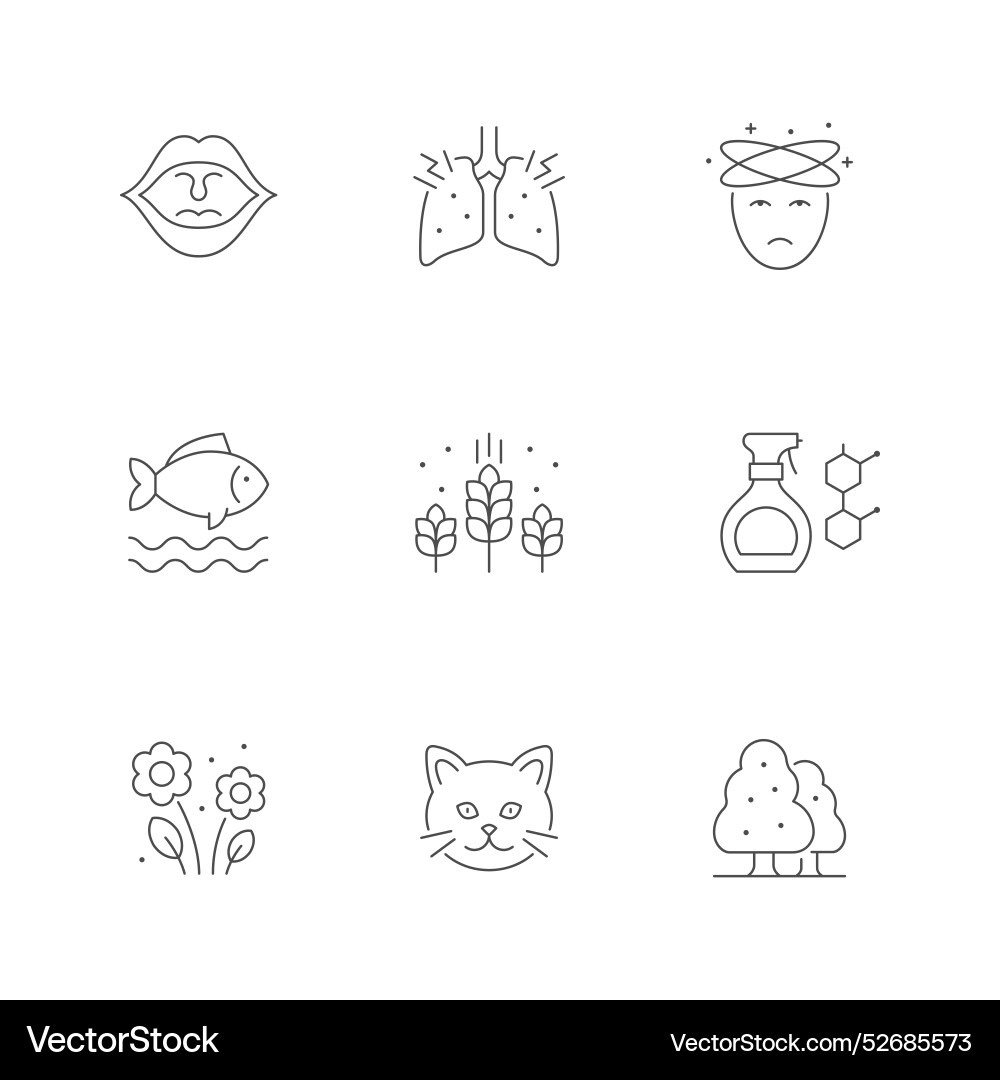 Set line icons of allergy Royalty Free Vector Image