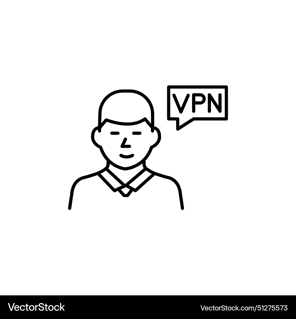 Vpn user pixel perfect editable stroke line art Vector Image