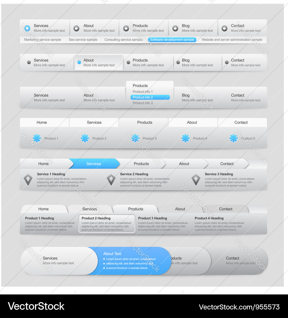 Web site menu navigation Royalty Free Vector Image