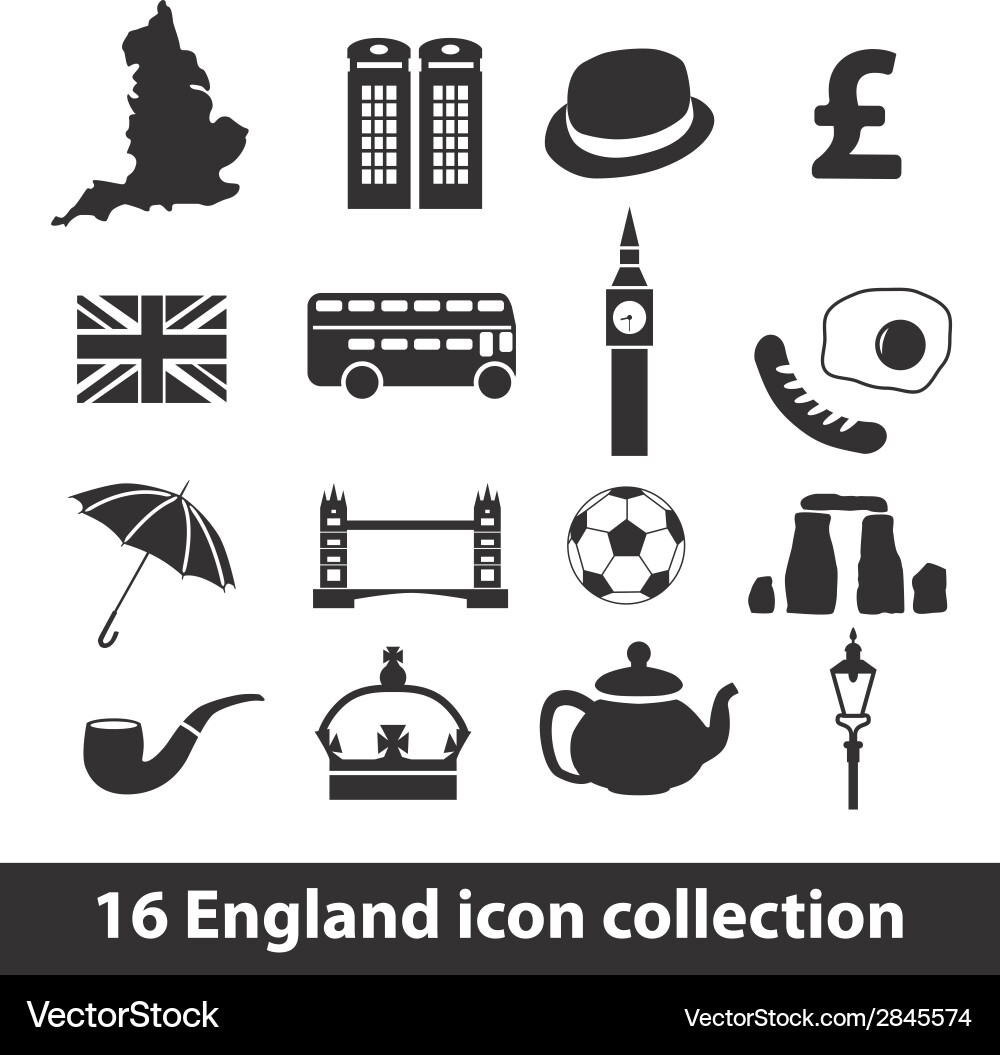 16 england icon collection Royalty Free Vector Image
