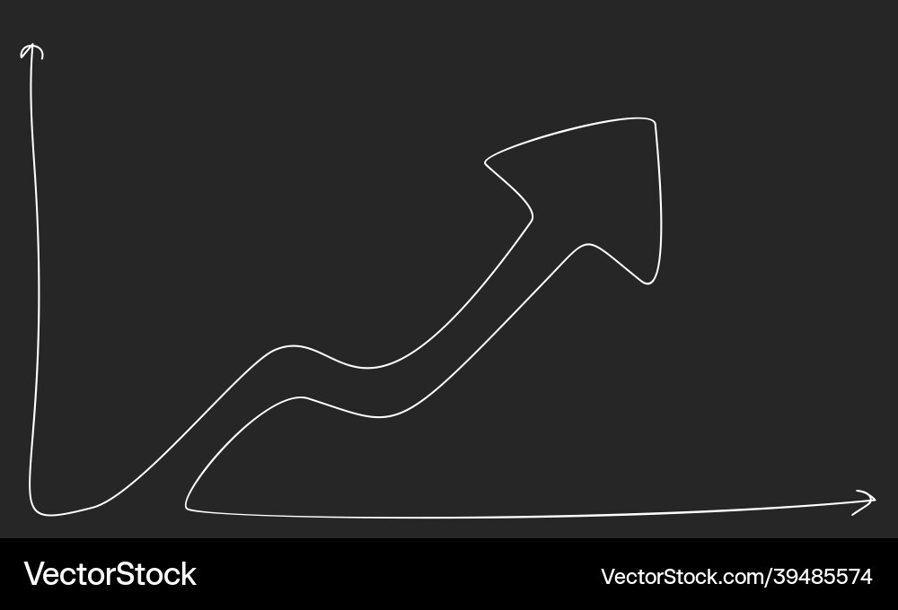 Arrow up business growth graph curve continuous Vector Image