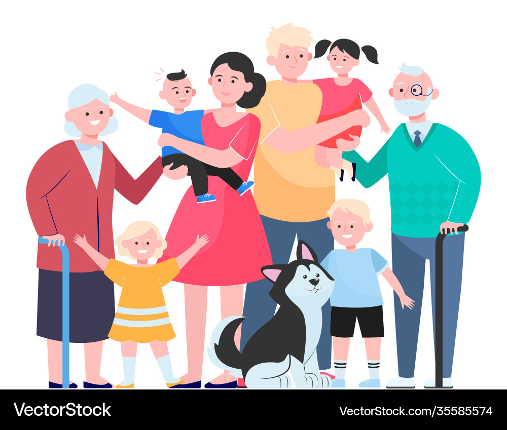 Big family concept Royalty Free Vector Image - VectorStock