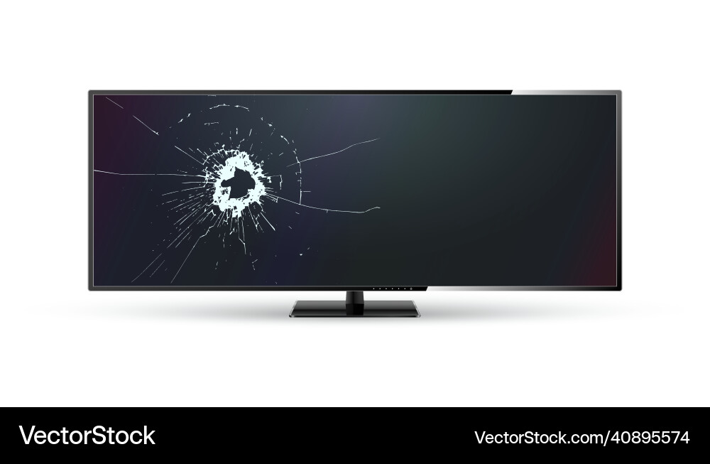 Cracked Broken Monitor Screen Royalty Free Vector Image