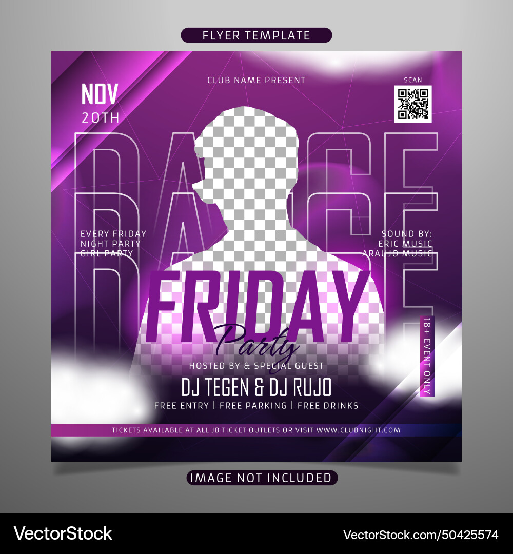 Friday party flyer template Royalty Free Vector Image
