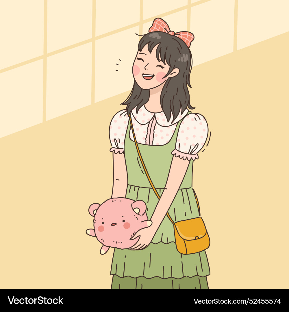 Hand drawn korean drawing style character Vector Image