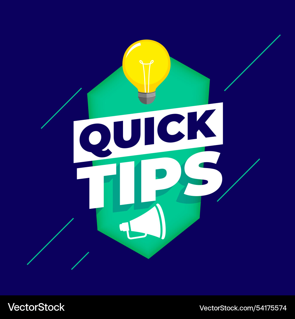 Quick tips background with bulb and megaphone Vector Image