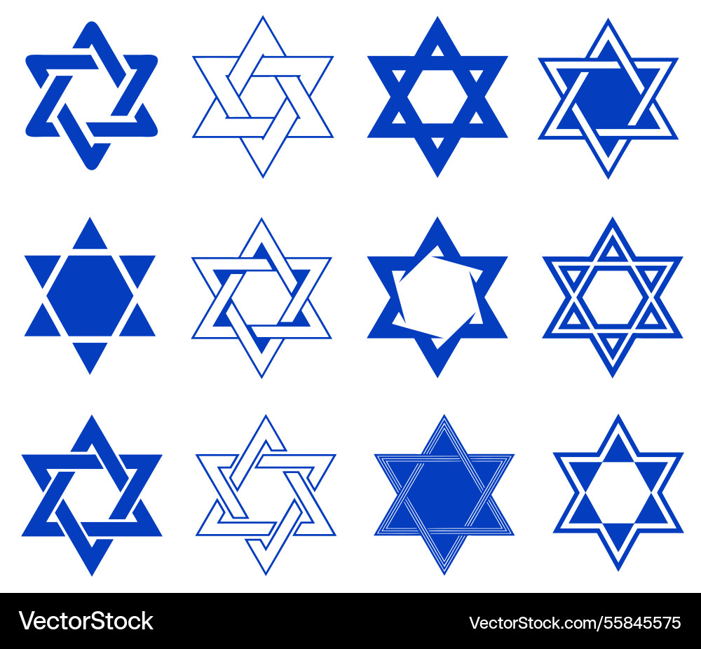 Different blue star of david Royalty Free Vector Image