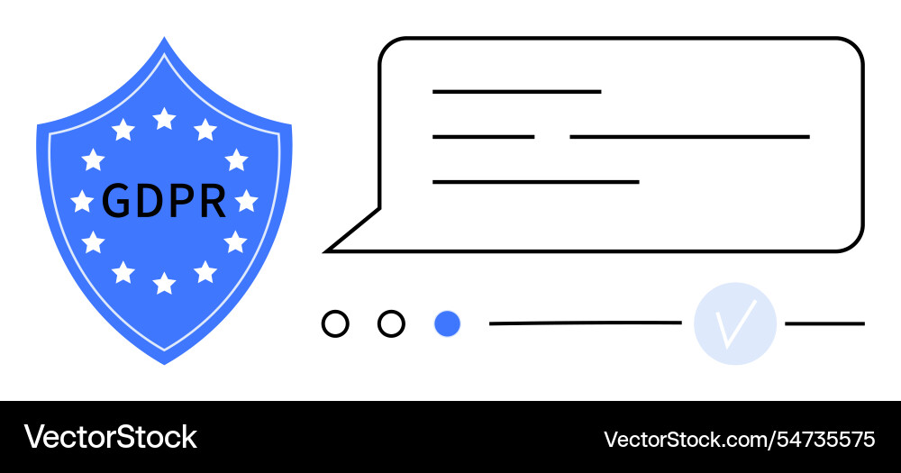 Gdpr security shield with stars alongside chat Vector Image