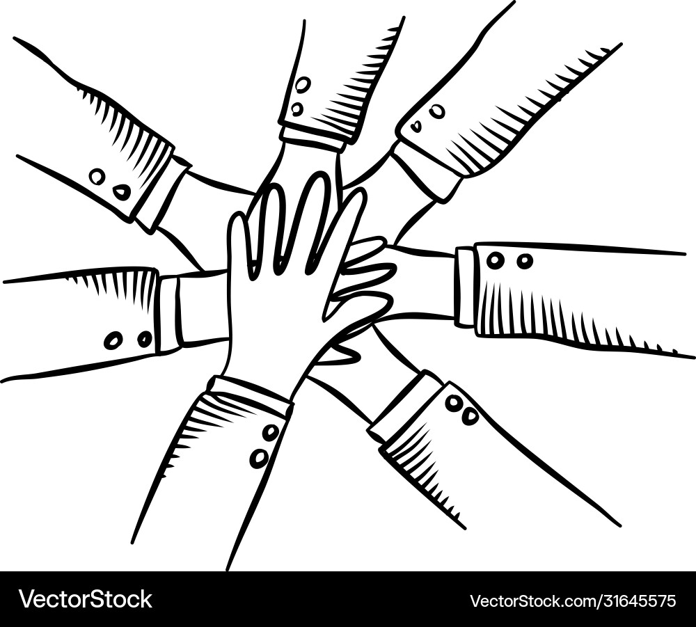 Hand drawn hands diverse group people Royalty Free Vector