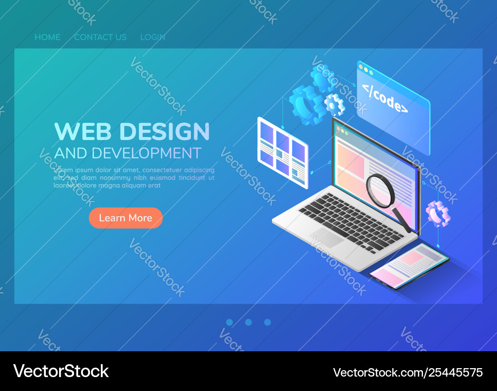 Isometric website development and application Vector Image