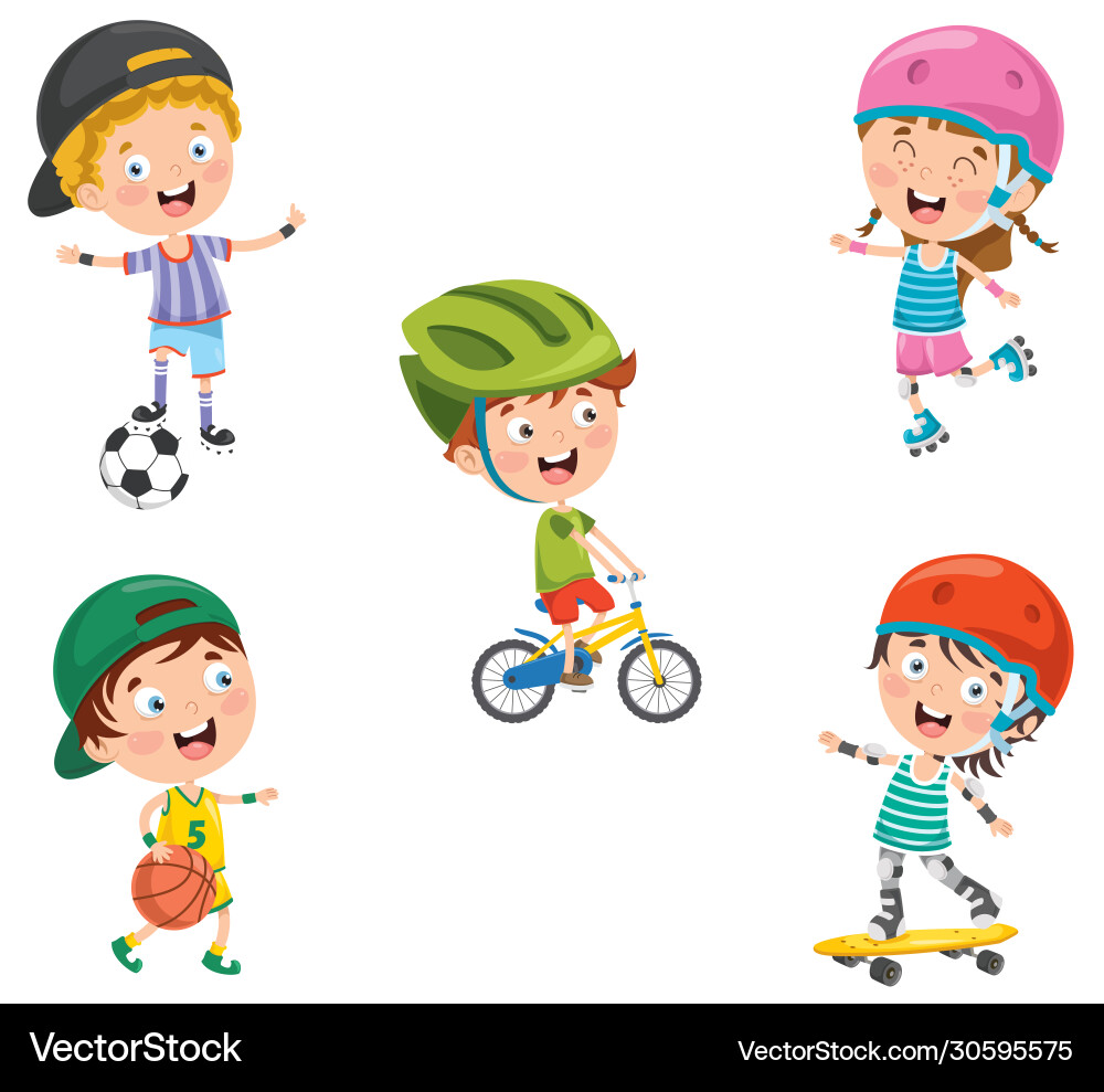 Kids making sport Royalty Free Vector Image - VectorStock