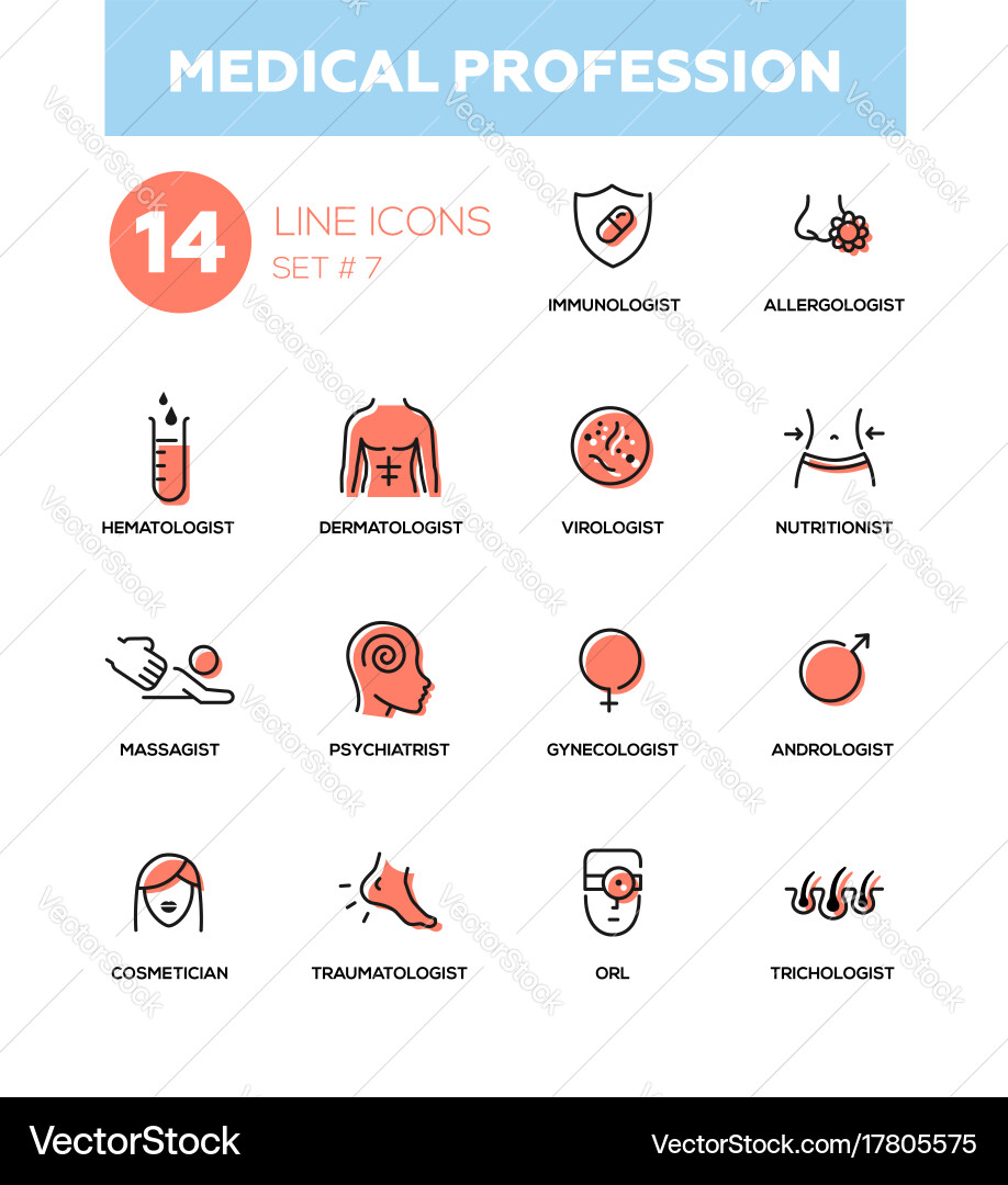 Medical professions - modern simple thin line Vector Image