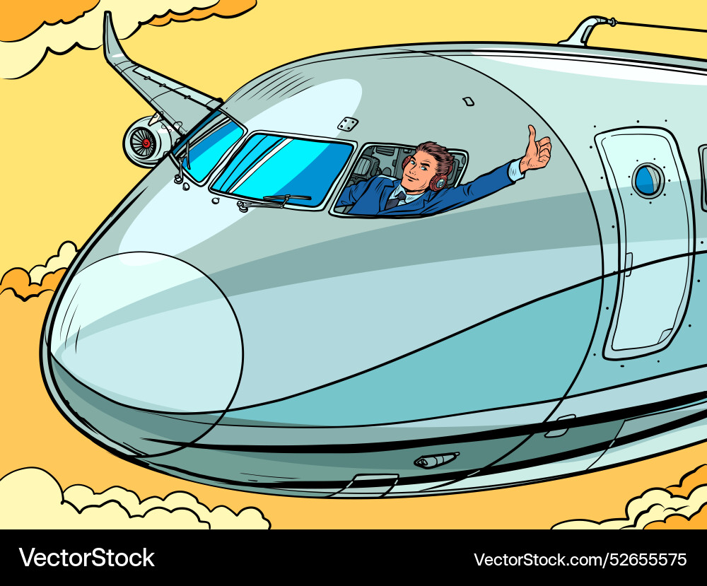 Pop art retro the pilot shows a thumbs up from Vector Image