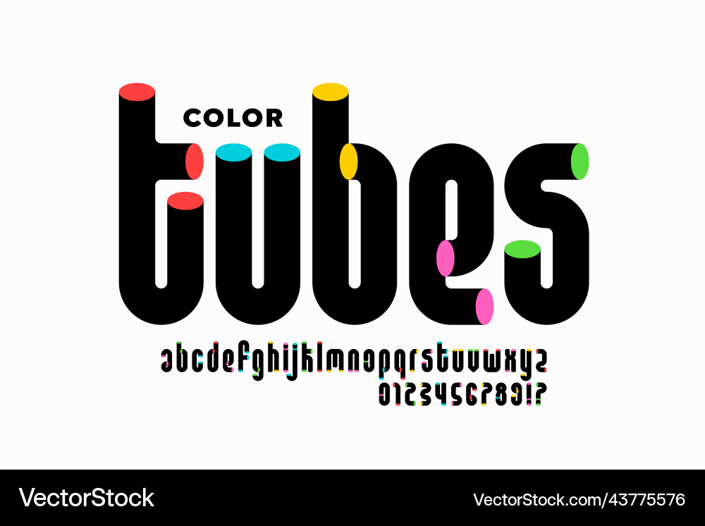 Colorful Tube Font Alphabet Royalty Free Vector Image