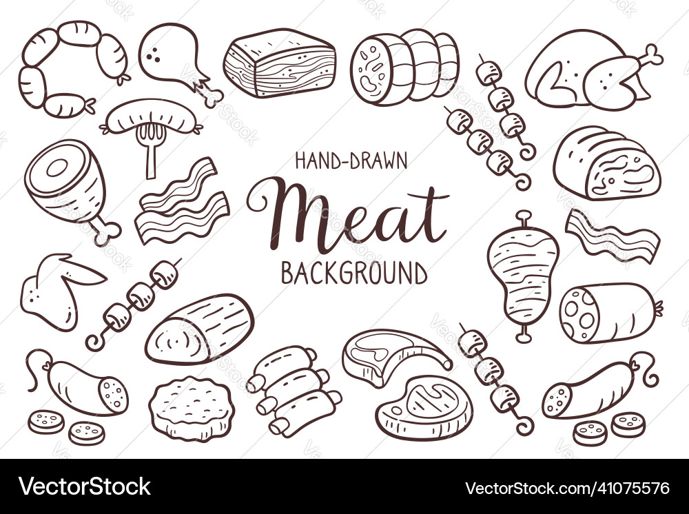 Doodle meat background Royalty Free Vector Image