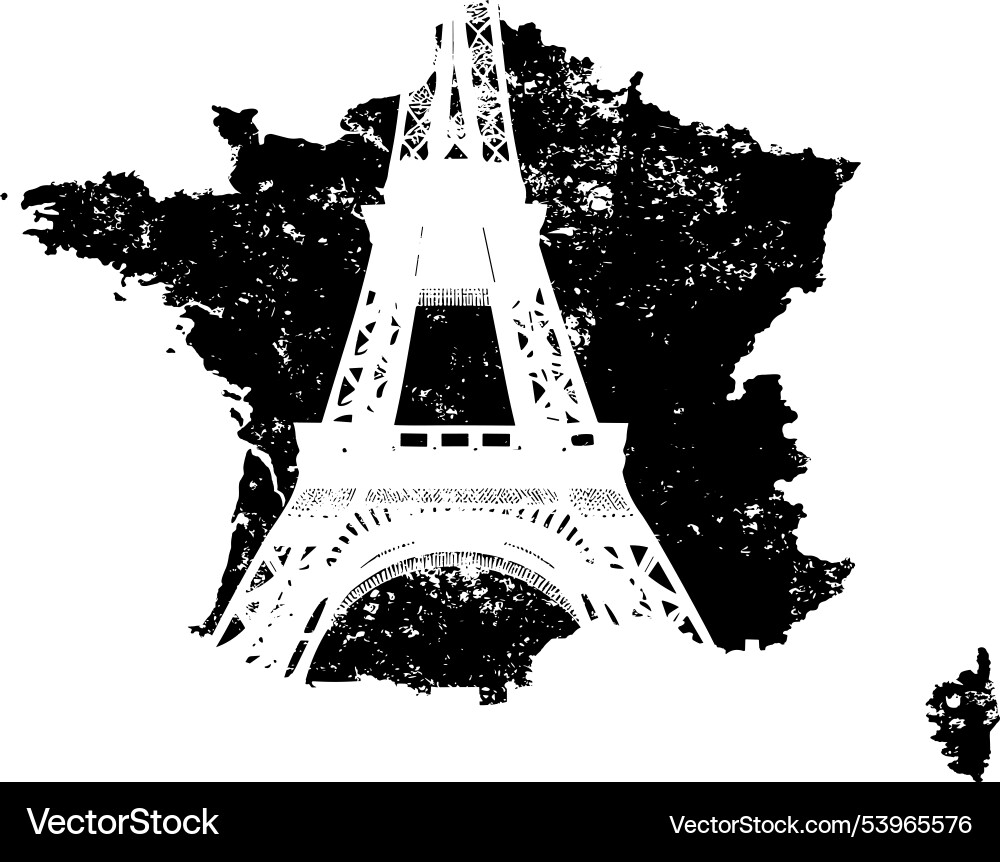France map with cut out eiffel tower Royalty Free Vector