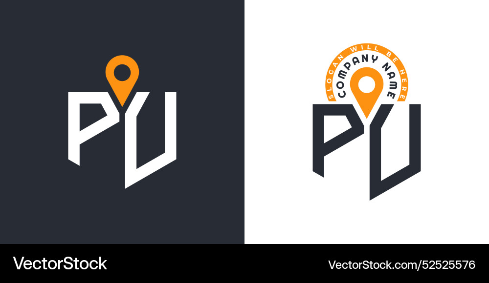 Pu location logo bundle letter dual icons Vector Image