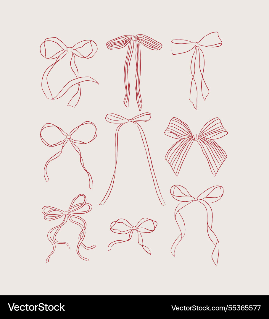 Bows of ribbon hand drawn sketch Royalty Free Vector Image