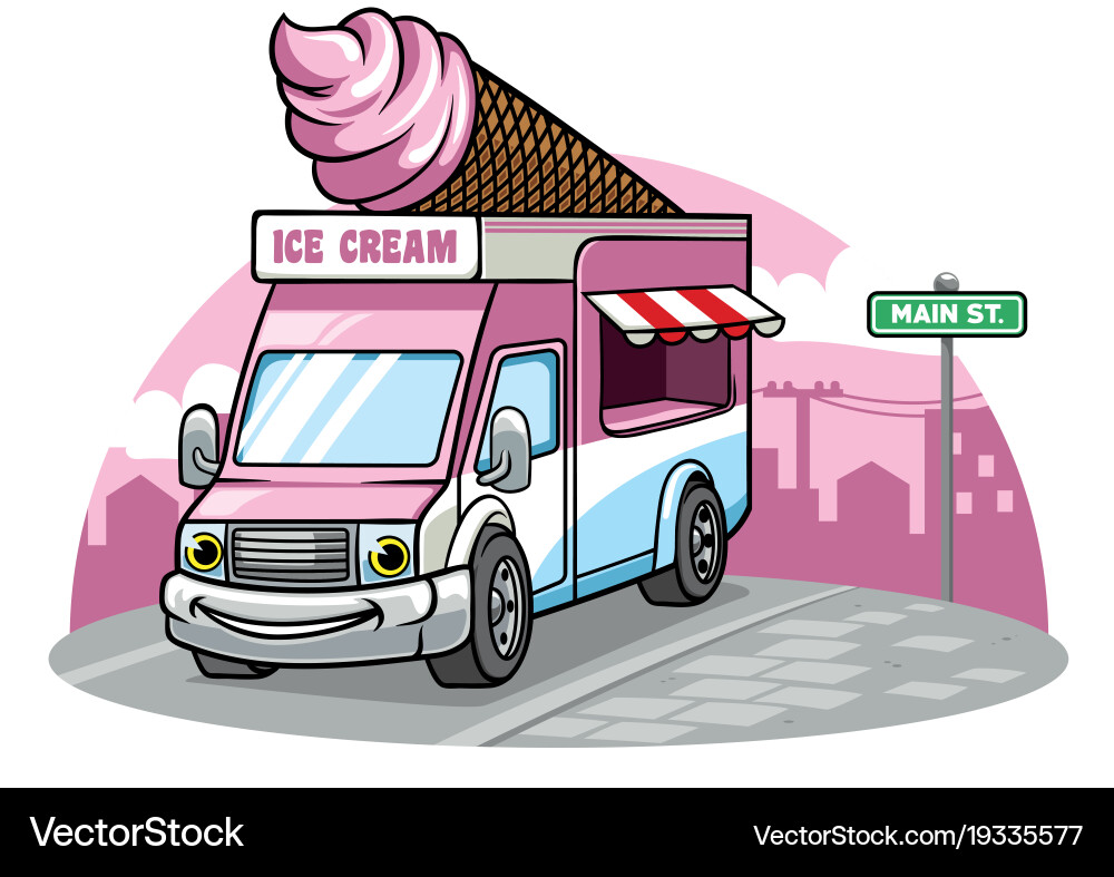 Cartoon ice cream van Royalty Free Vector Image