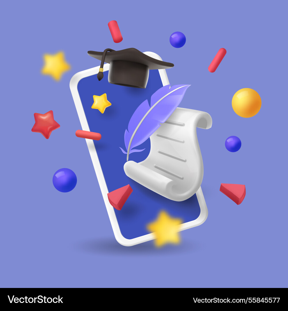Concept of online courses mobile learning Vector Image
