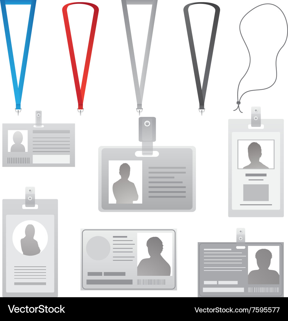 Employee cards collection lanyards Royalty Free Vector Image
