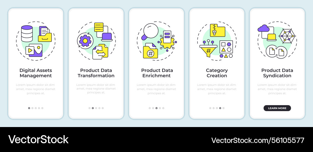 Features of pim onboarding mobile app screen Vector Image