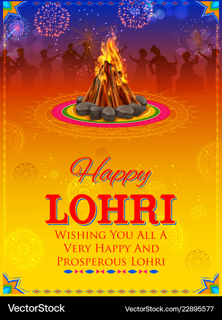 Happy Lohri Bonfire Celebration Royalty Free Vector Image