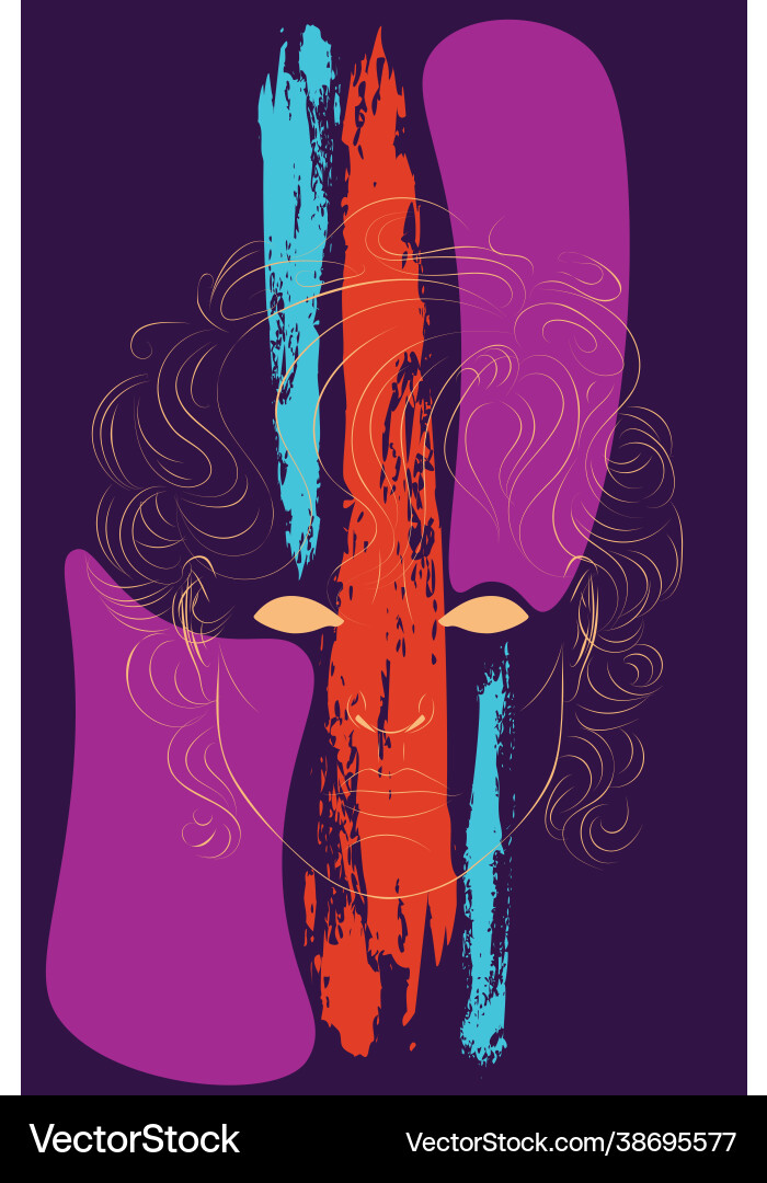 Line art man with shapes Royalty Free Vector Image