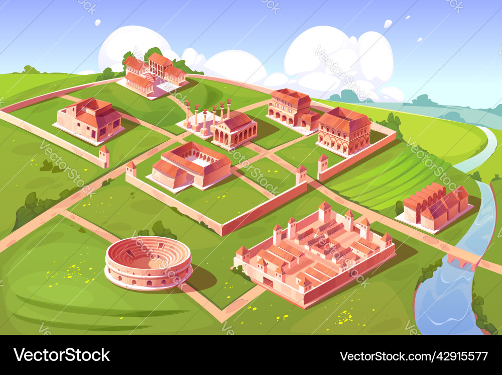 Rome isometric landscape with antique building Vector Image