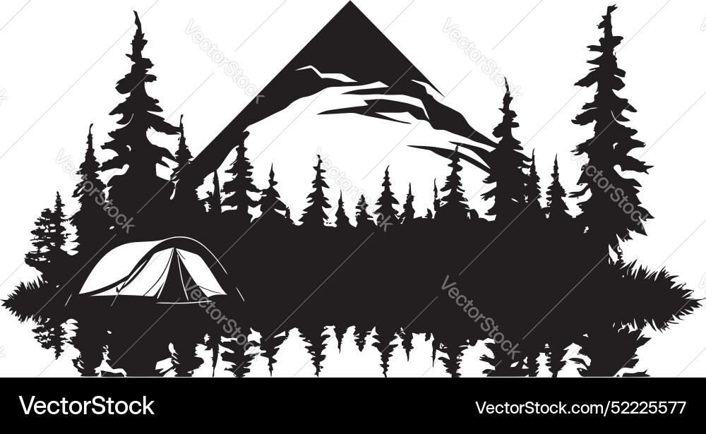 Under the stars black logo design for wilderness Vector Image