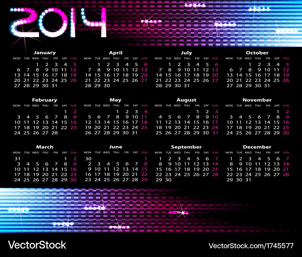 Year calendar Royalty Free Vector Image - VectorStock