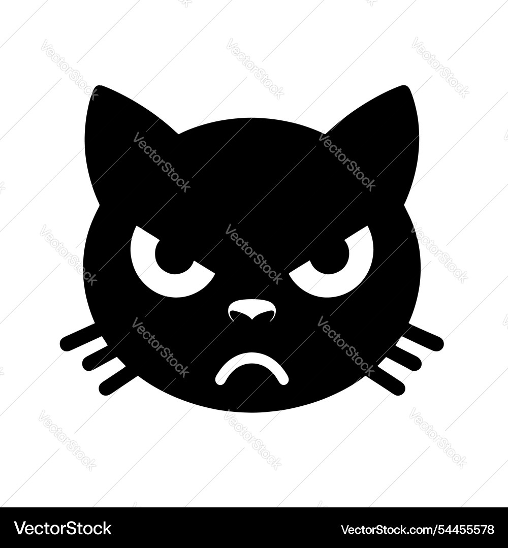 Angry black cat face icon 1 Royalty Free Vector Image