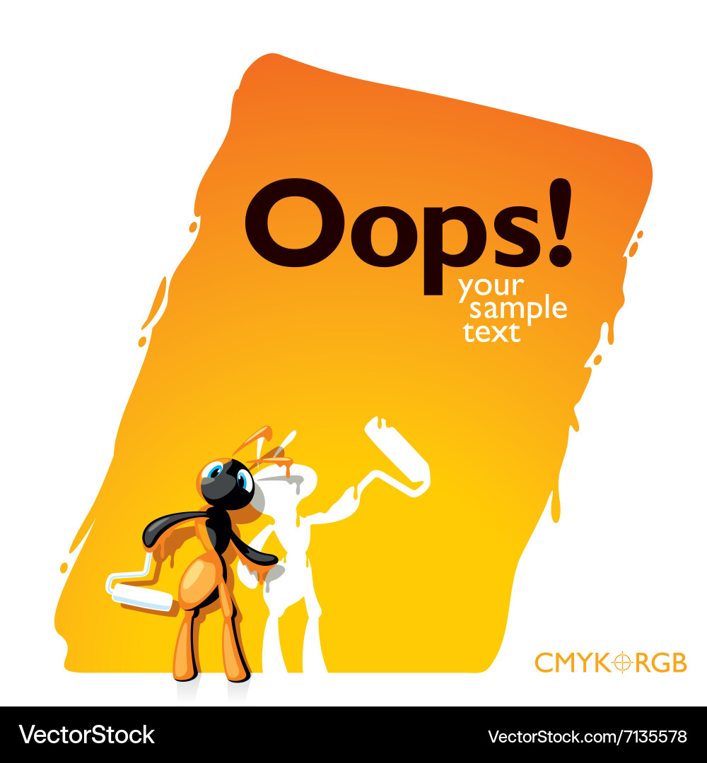 Ant paint wall oops Royalty Free Vector Image - VectorStock