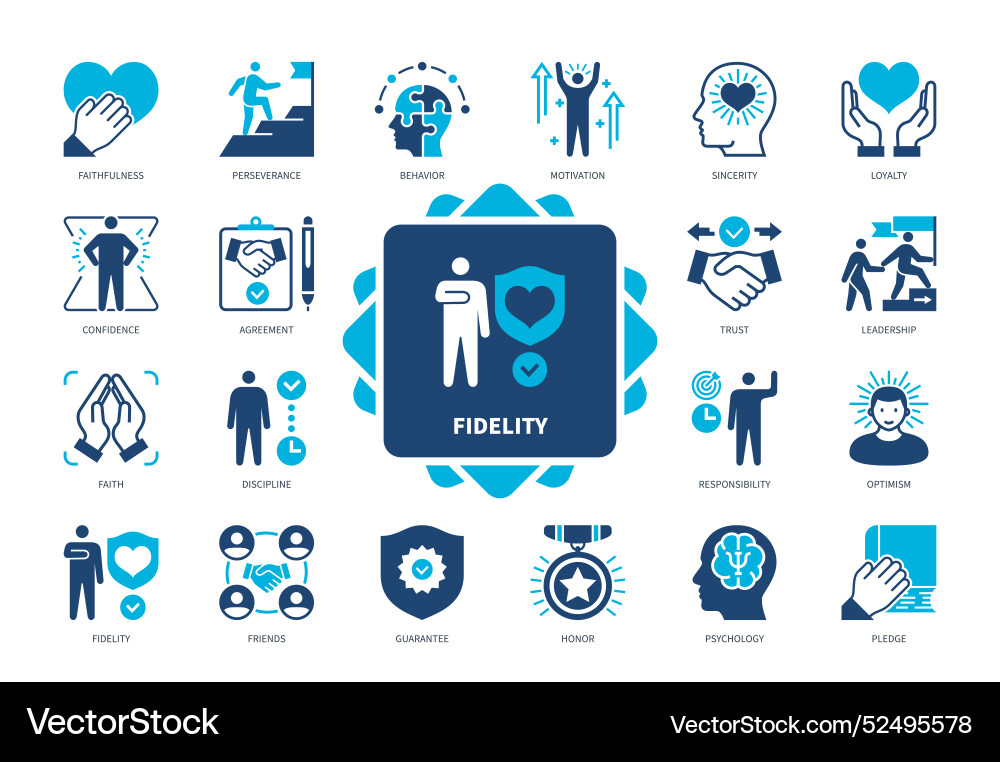 Fidelity solid icon set Royalty Free Vector Image