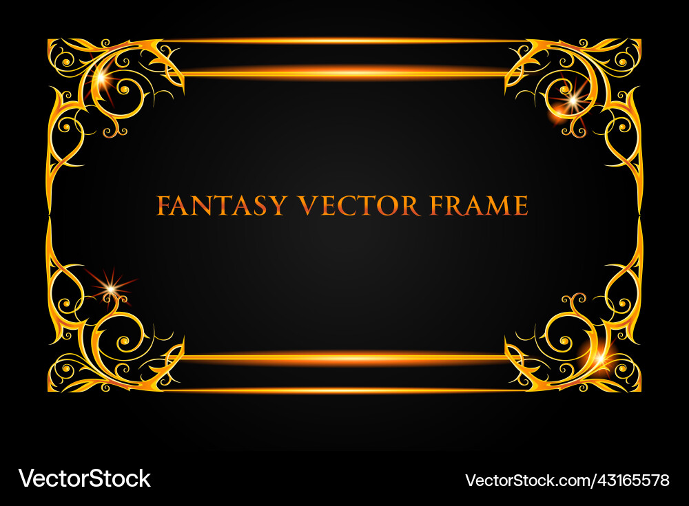 Gold fantasy frame Royalty Free Vector Image - VectorStock