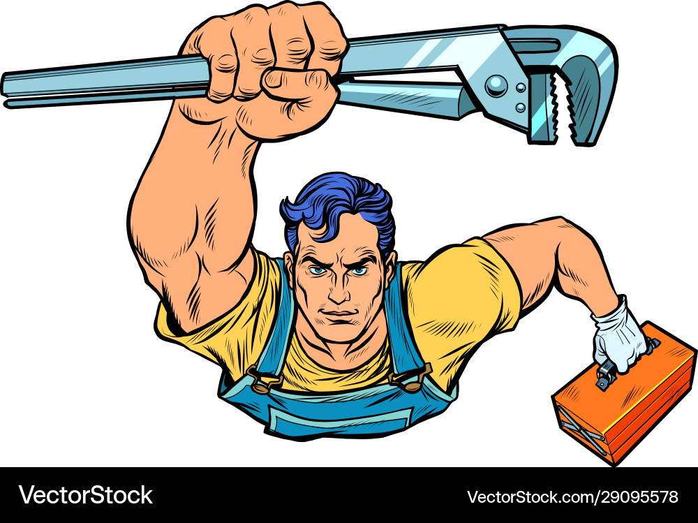 Repairman with Wrench - Pop Art Style Royalty Free Vector