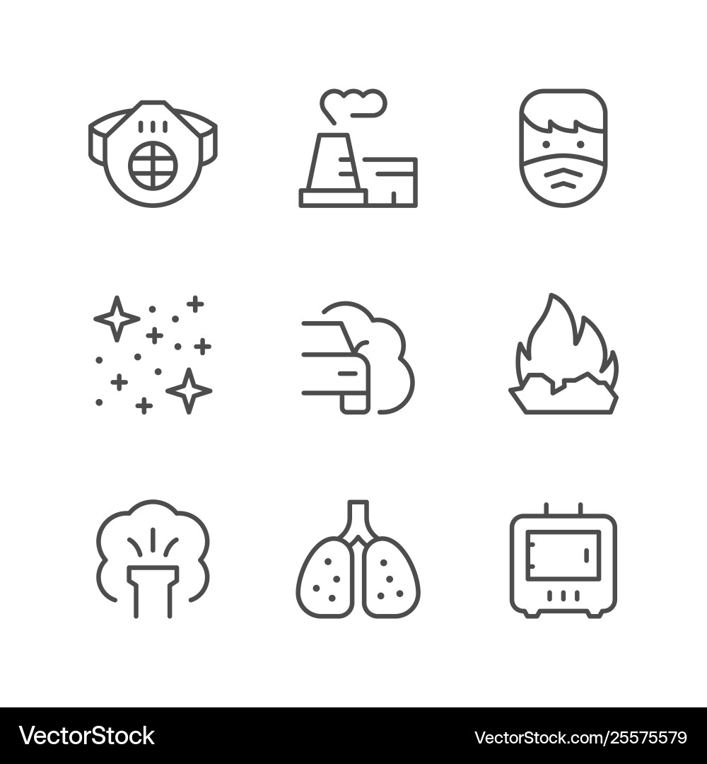Air Pollution Icons - Set Royalty Free Vector Image