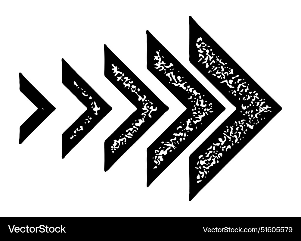 Black gradient arrows pointing right Royalty Free Vector